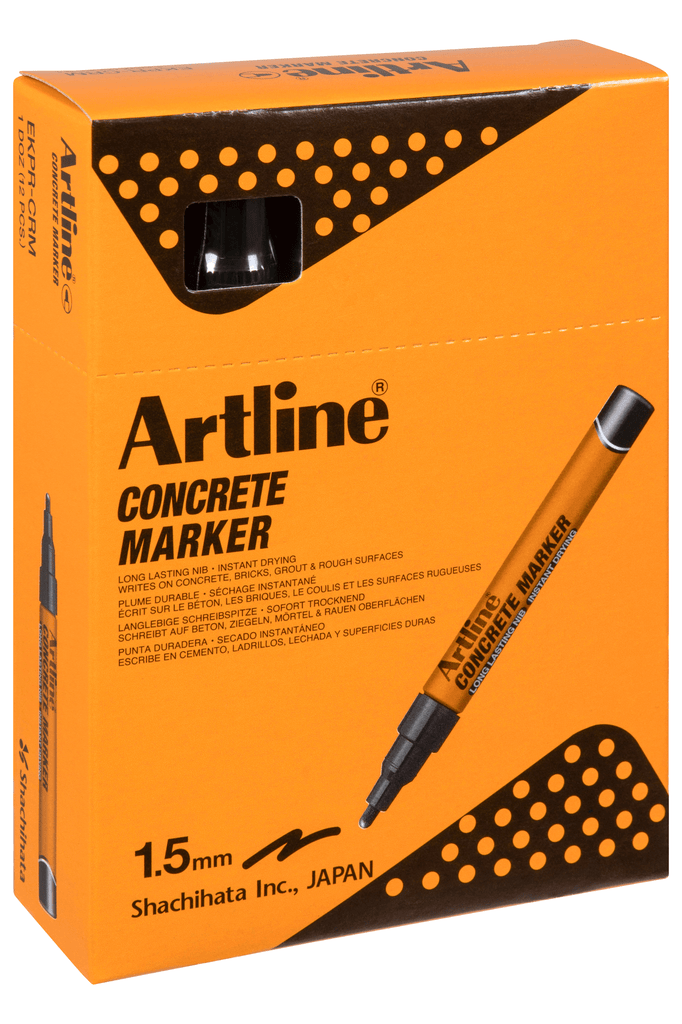 Artline Concrete Permanent Marker Bullet Tip Black x 12's pack ...