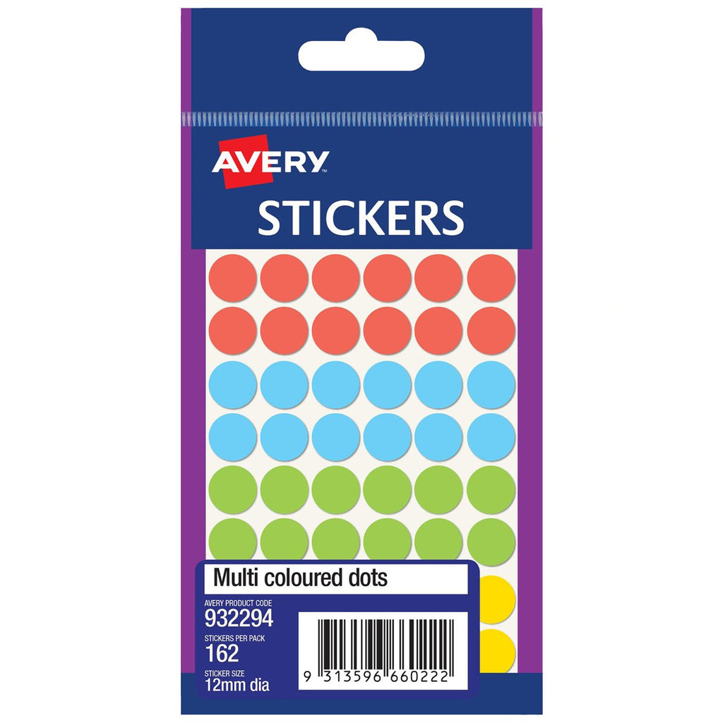 Avery Assorted Dots Labels 12mm 162 Pack | Avery — Discount Office