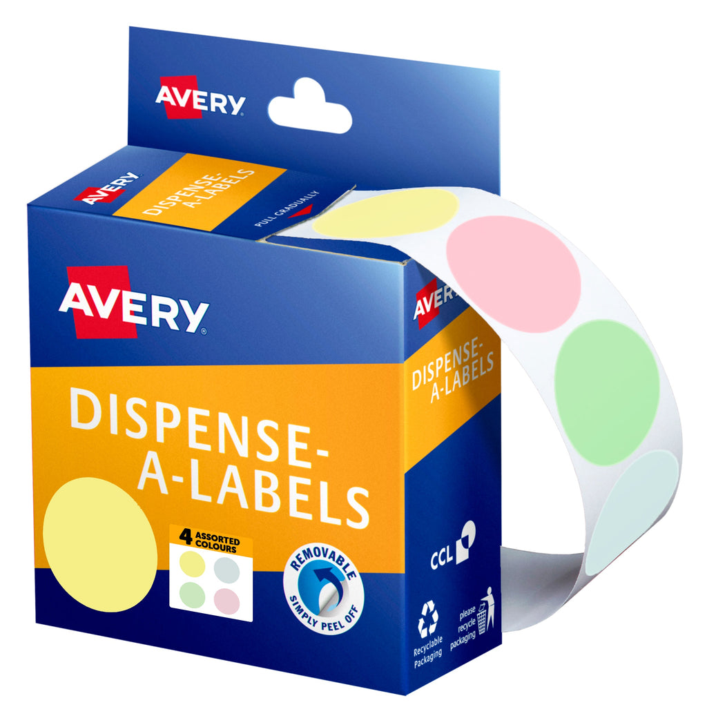 Avery Assorted Pastel Colour Dot Stickers 24mm 300's pack | Avery ...