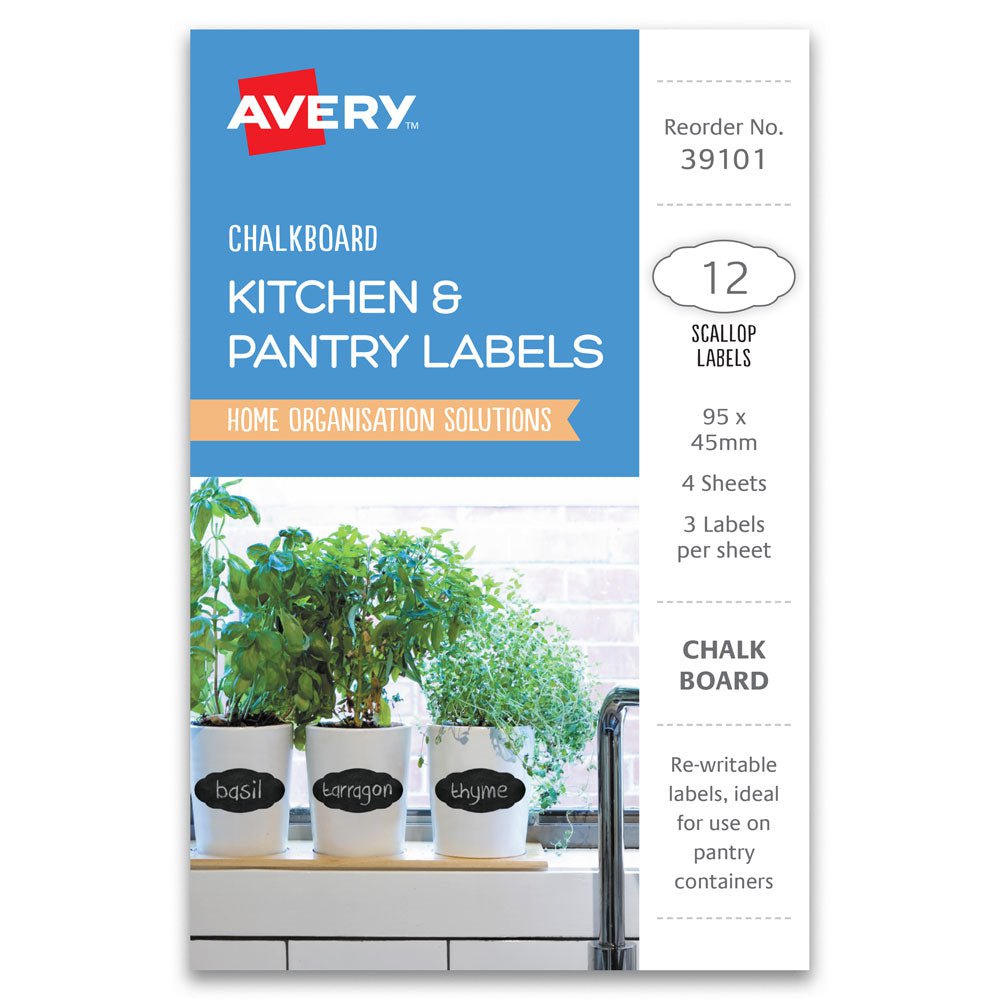 Avery Chalkboard Labels Scallop 95x45mm 3up 4 Sheets | Avery — Discount ...