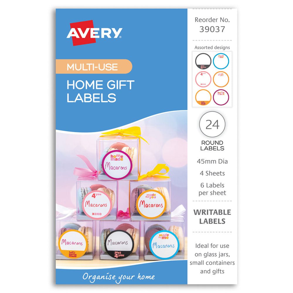 Avery Home Gift Labels 45mm Dia 6up 4 Sheets | Avery — Discount Office