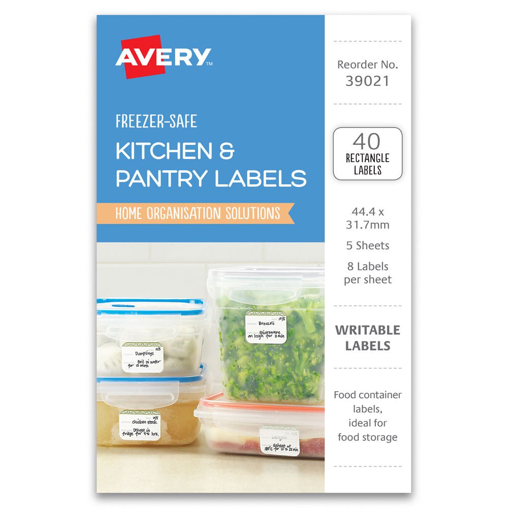 Avery Kitchen & Pantry Freezer Safe Labels Gingham 44x31mm 8up 5 Sheet ...