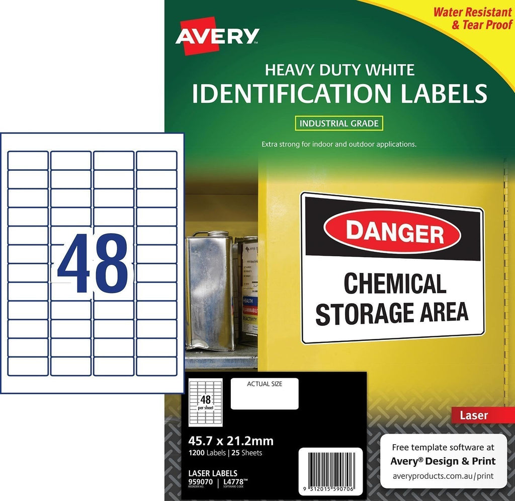 Avery L4778 Heavy Duty Labels 48's x 25 Sheets | Avery — Discount Office