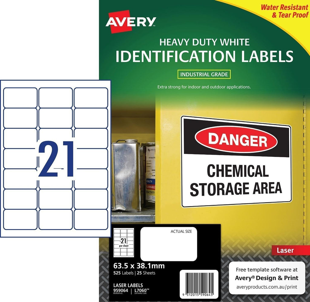 Avery L7060 Heavy Duty Labels 21's x 25 Sheets | Avery — Discount Office