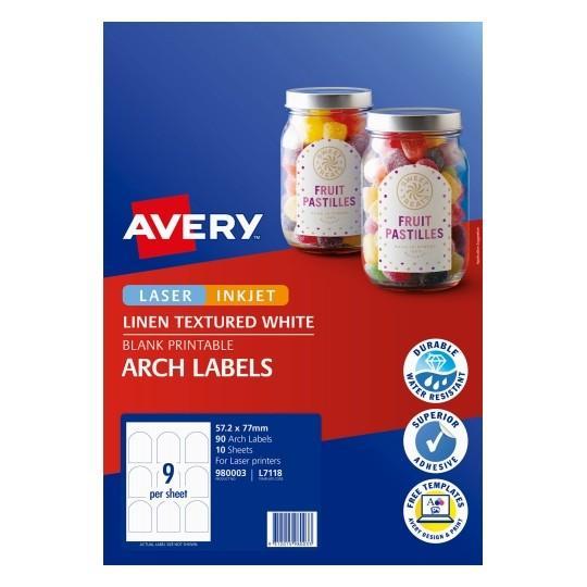 Avery L7118 Textured Arched Labels 9's x 10 Sheets | Avery — Discount ...
