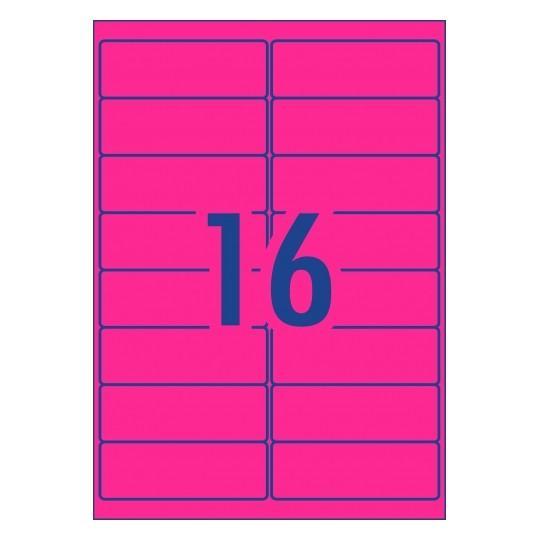 Avery L7162FP Fluoro Pink Labels 16's x 25 Sheets | Avery — Discount Office