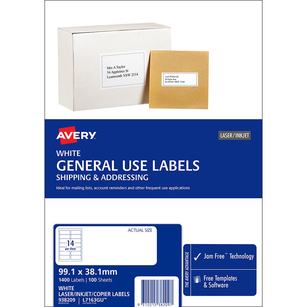 Avery L7163 General Use Labels 14's x 100 Sheets | Avery — Discount Office