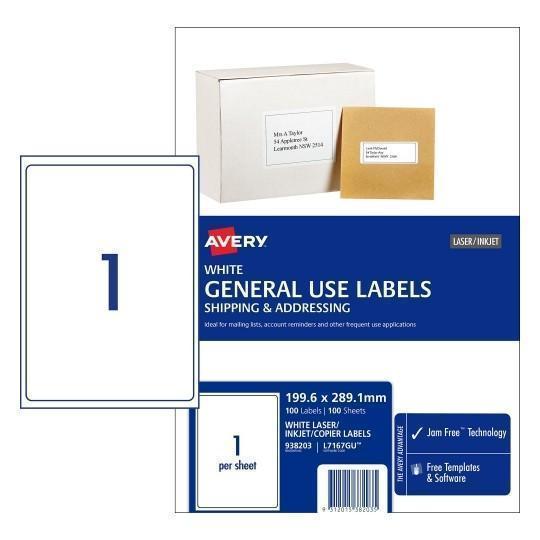 Avery L7167 General Use Labels 1's x 100 Sheets | Avery — Discount Office