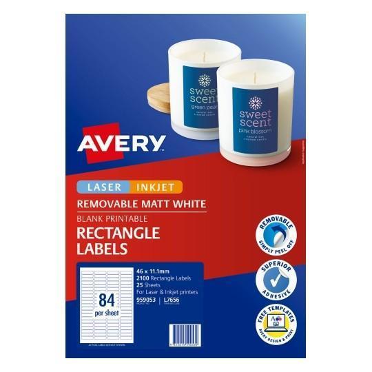 Avery L7656 Labels 84's x 25 Sheets -Removable | Avery — Discount Office