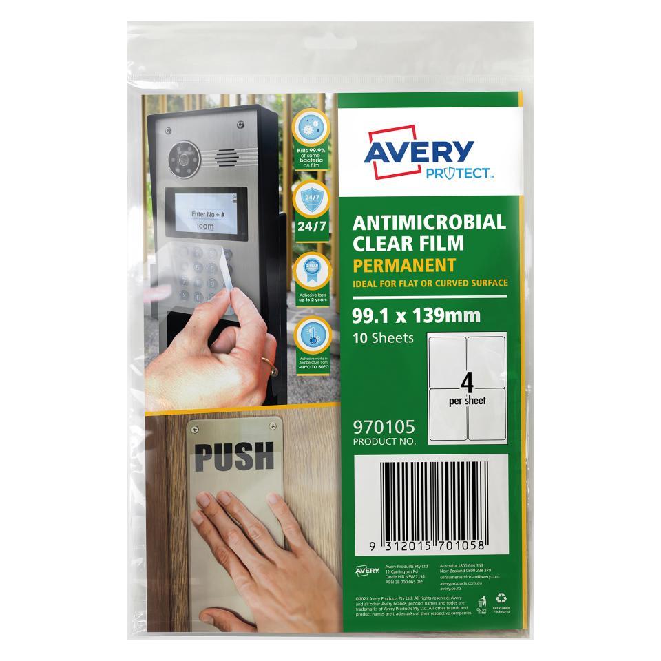 Avery Protect Antimicrobial Permanent Film 4's x 10 Sheets (970105 ...