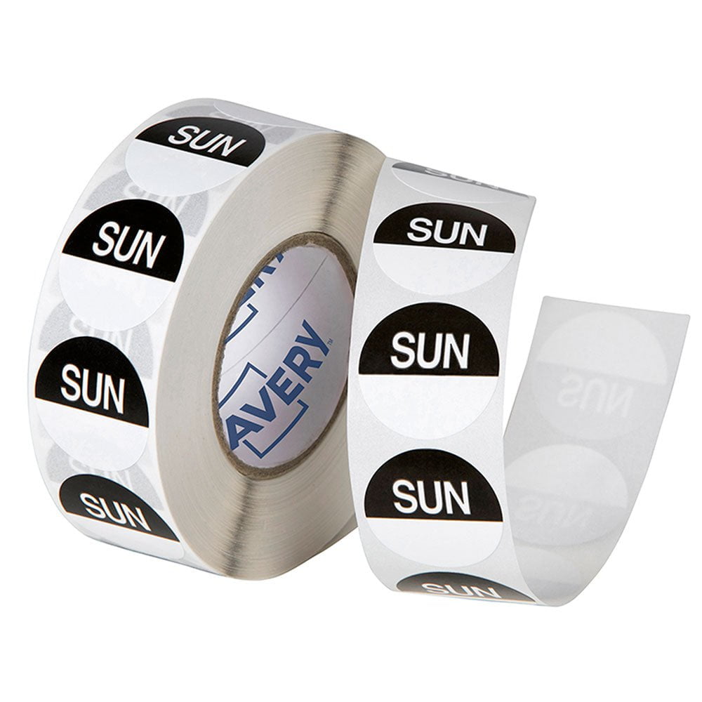 Avery Round Labels 24mm - 'SUNDAY' x 1000 labels | Avery — Discount Office