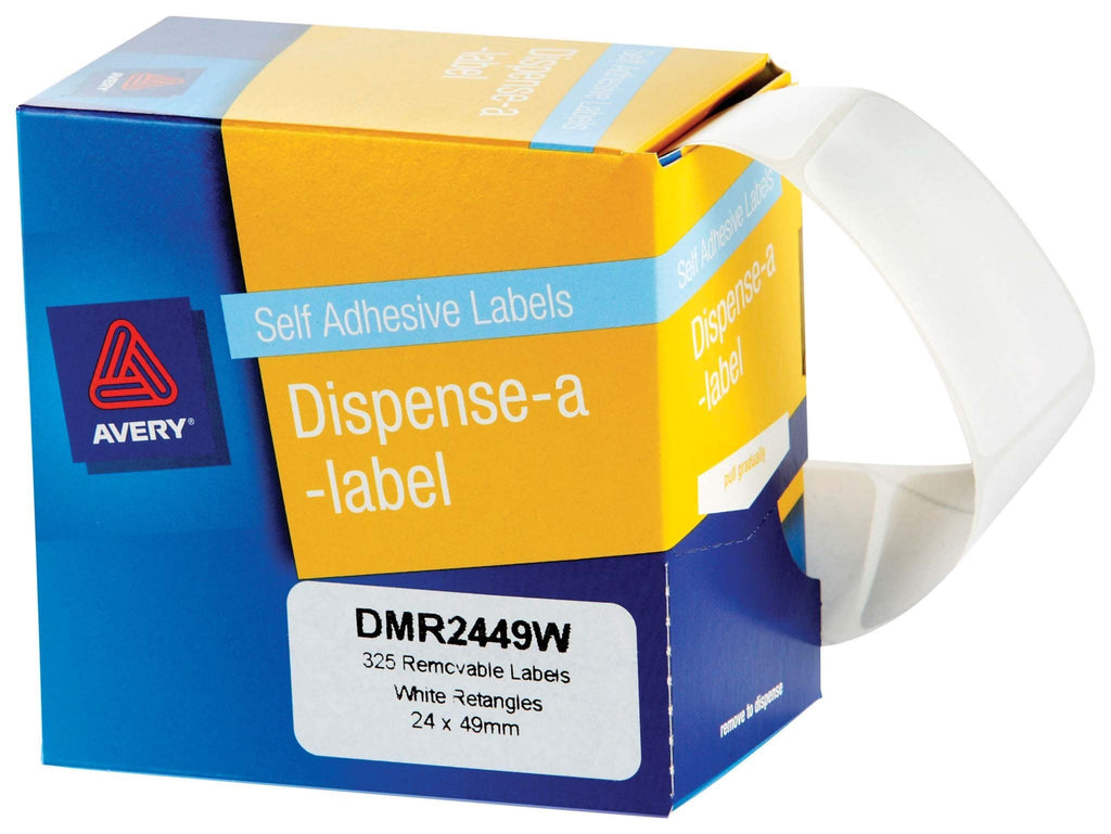 Avery White Labels Dispenser Pack - 24 x 49mm | Avery — Discount Office