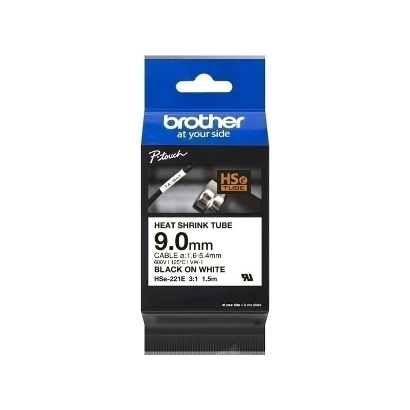 Brother PTouch Heat Shrink Tape, 9mm, Black on White | Brother ...