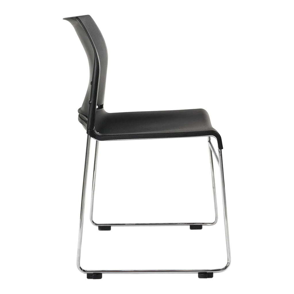 Buro Envy Stacking Chairs, Black, Reflective Silver Frame, Assembled ...