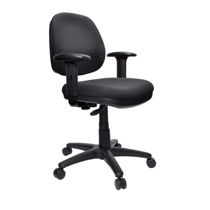 Buro Image Office Task Chair with Armrest, Black Nylon Base, Black Fab ...