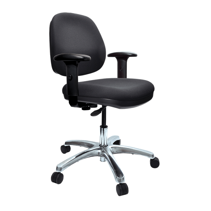 Buro Image Office Task Chair with Armrest, Polished Aluminium Base, Bl ...
