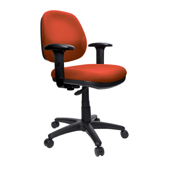 Buro Image Office Task Chair with Armrest, Black Nylon Base, Red Fabri ...