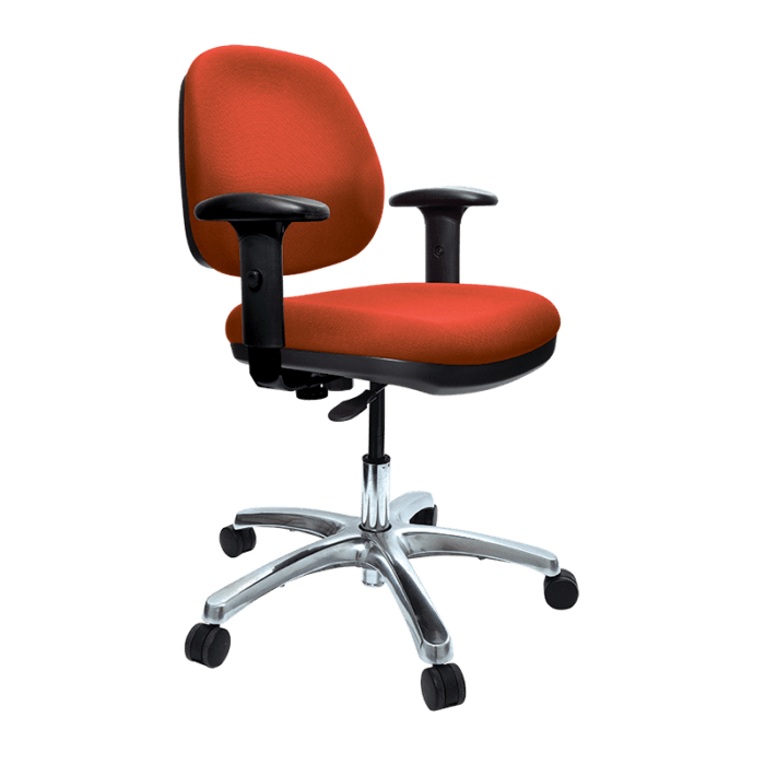 Buro Image Office Task Chair with Armrest, Polished Aluminium Base, Re ...
