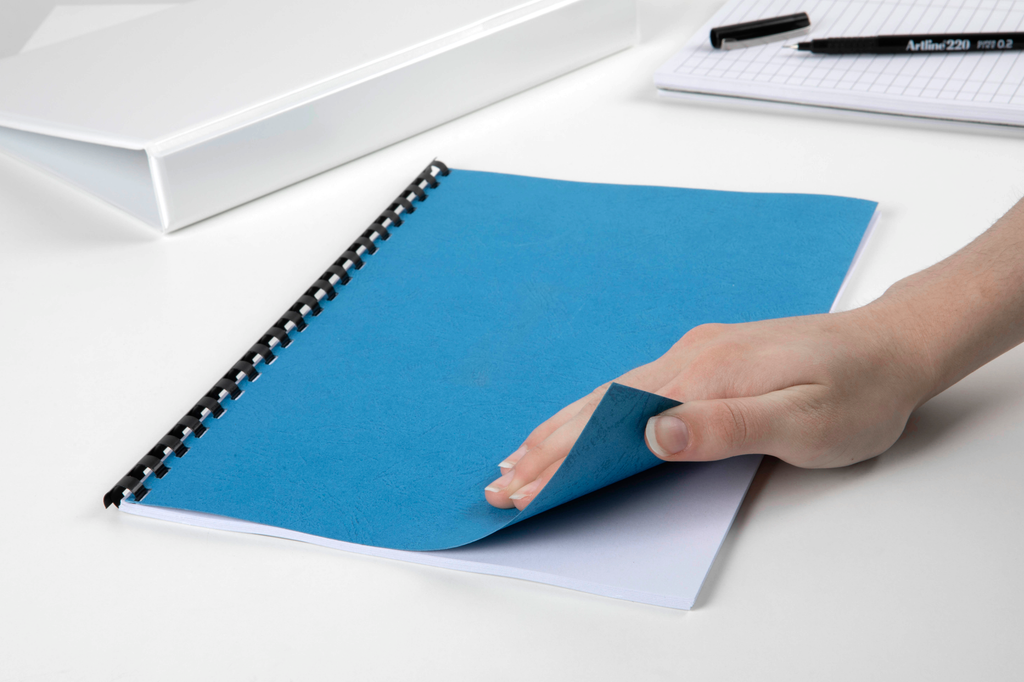 GBC A4 Leathergrain Binding Cover, 300gsm, Blue, Pack of 100 | Binding ...