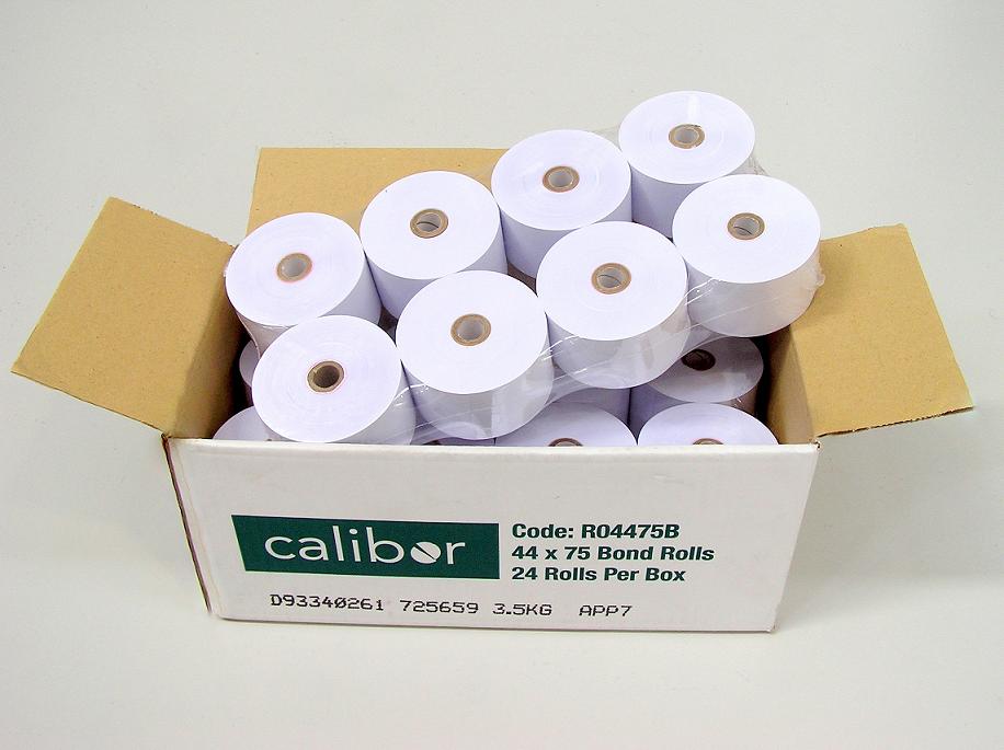 Calibor Bond Paper Roll 44mm x 75mm, 24 Rolls | Calibor — Discount Office
