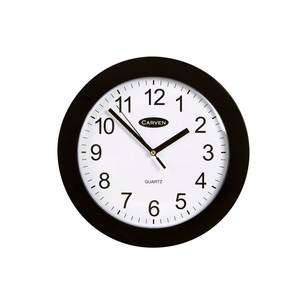 Carven Clock 250mm Black Frame | Clocks — Discount Office