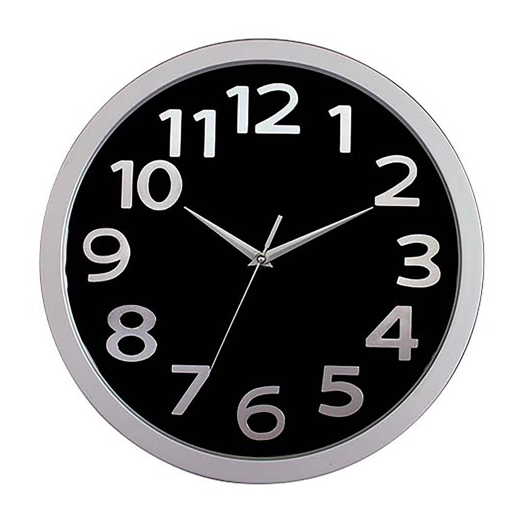 Carven Quartz Wall Clock 330mm Silver/Black | Clocks — Discount Office