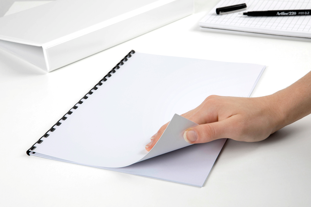 GBC A4 Leathergrain Binding Cover, 300gsm, White, Pack of 100 | Binding ...