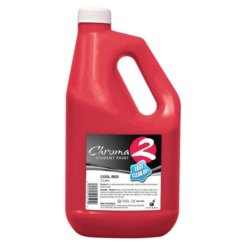 Chroma C2 Student Paint 2 Litres - Cool Red | Acrylic Paints — Discount ...