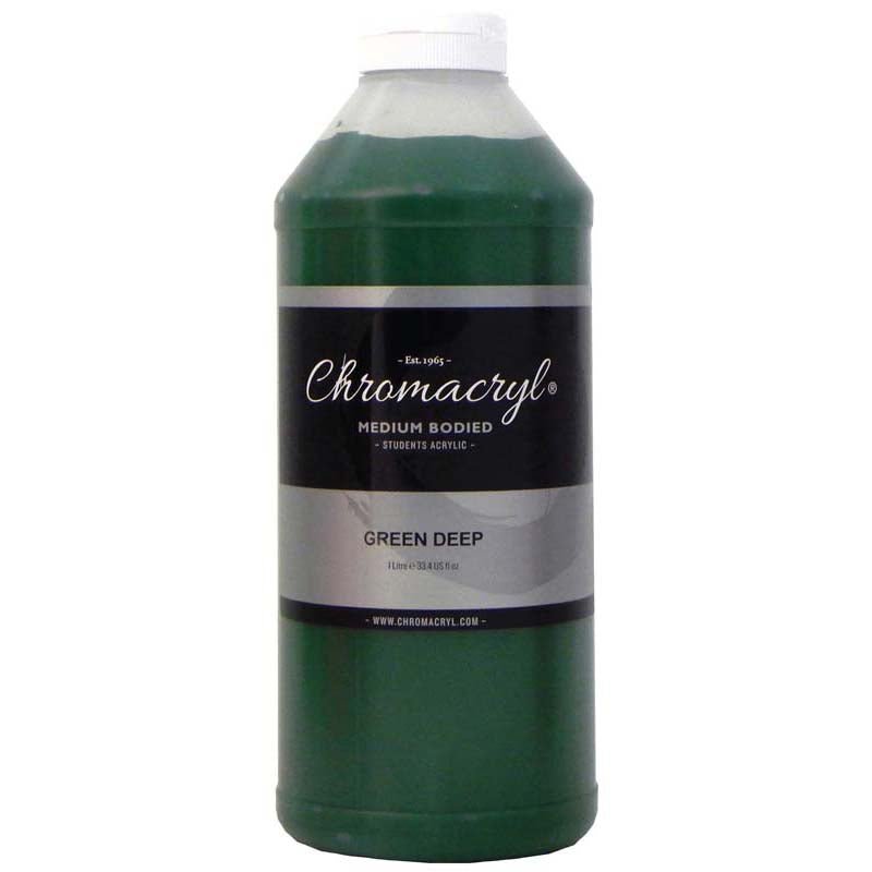 Chromacryl Acrylic Paint 1 Litre - Deep Green | Acrylic Paints ...
