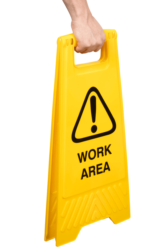 Cleanlink WORK AREA Safety Sign, Yellow | Cleaning Equipment — Discount ...