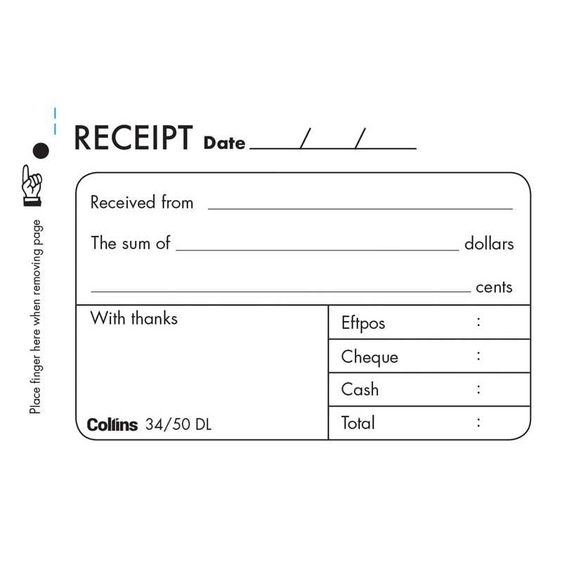 Collins 34/50DL Receipt Book | Business Books — Discount Office