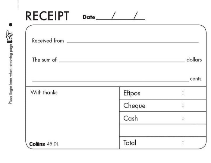 Collins 45DL Receipt Book | Business Books — Discount Office