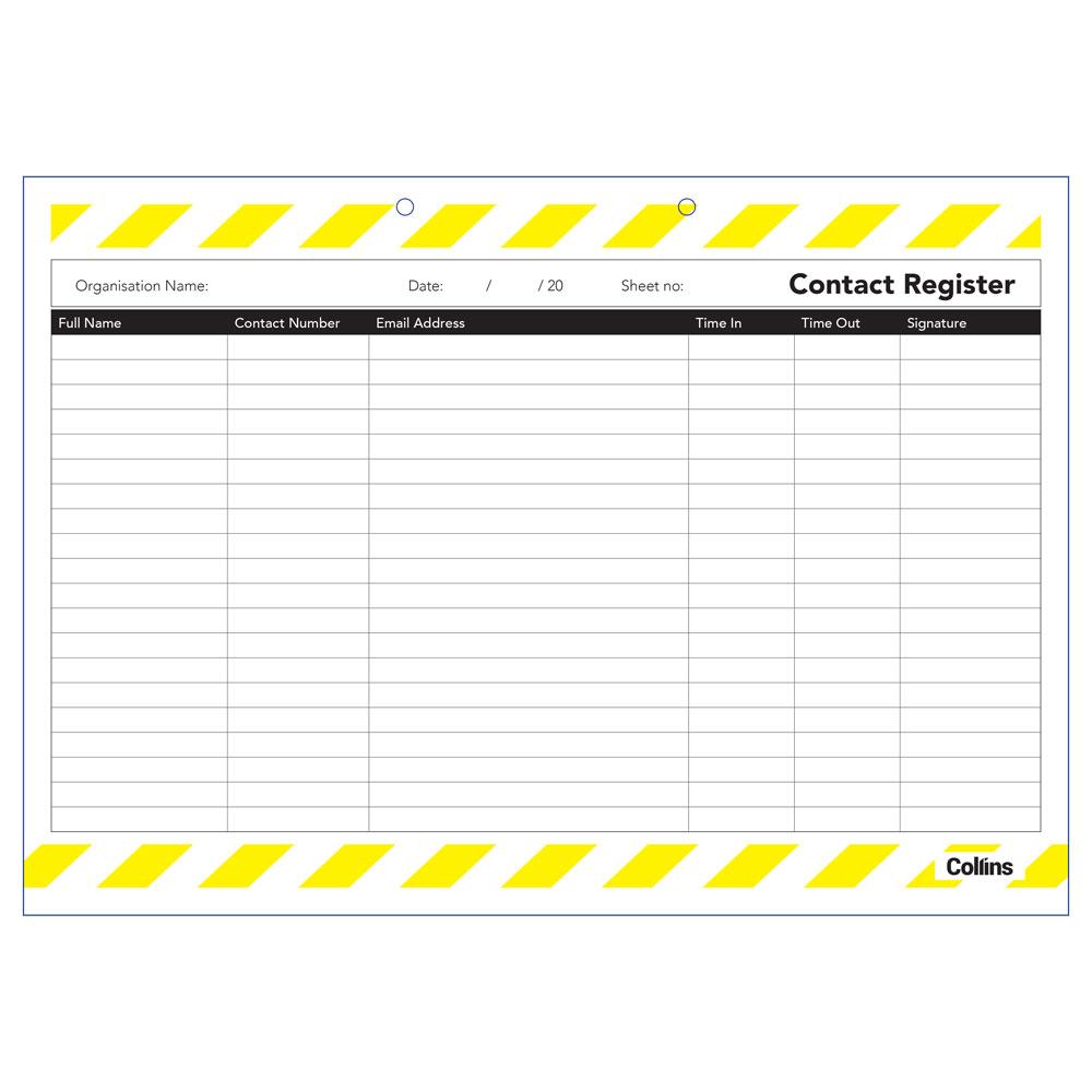 Collins Contact Register Pad | Accident & Illness — Discount Office