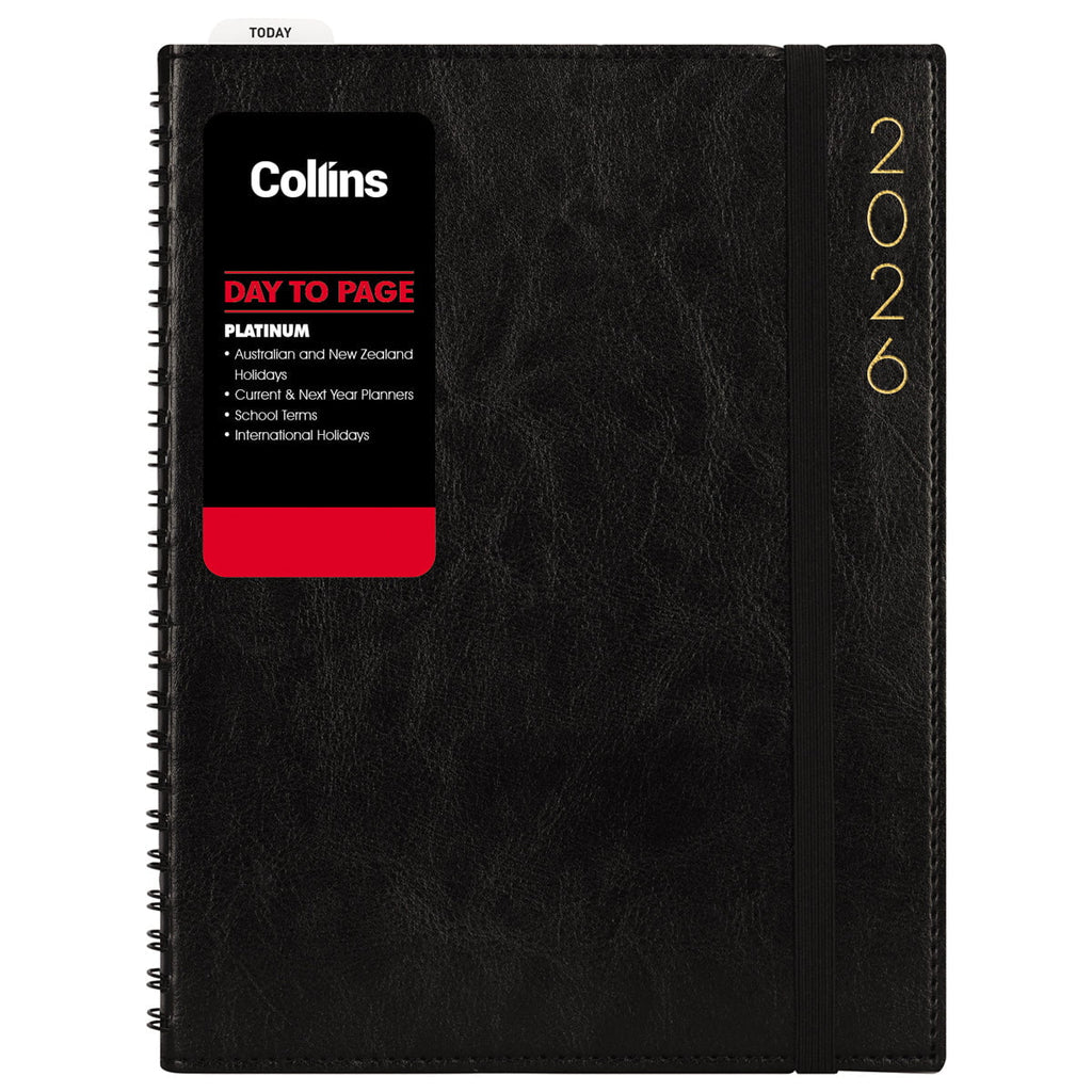 Collins Platinum A41 DTP Diary Black Wiro 2026 | Collins — Discount Office
