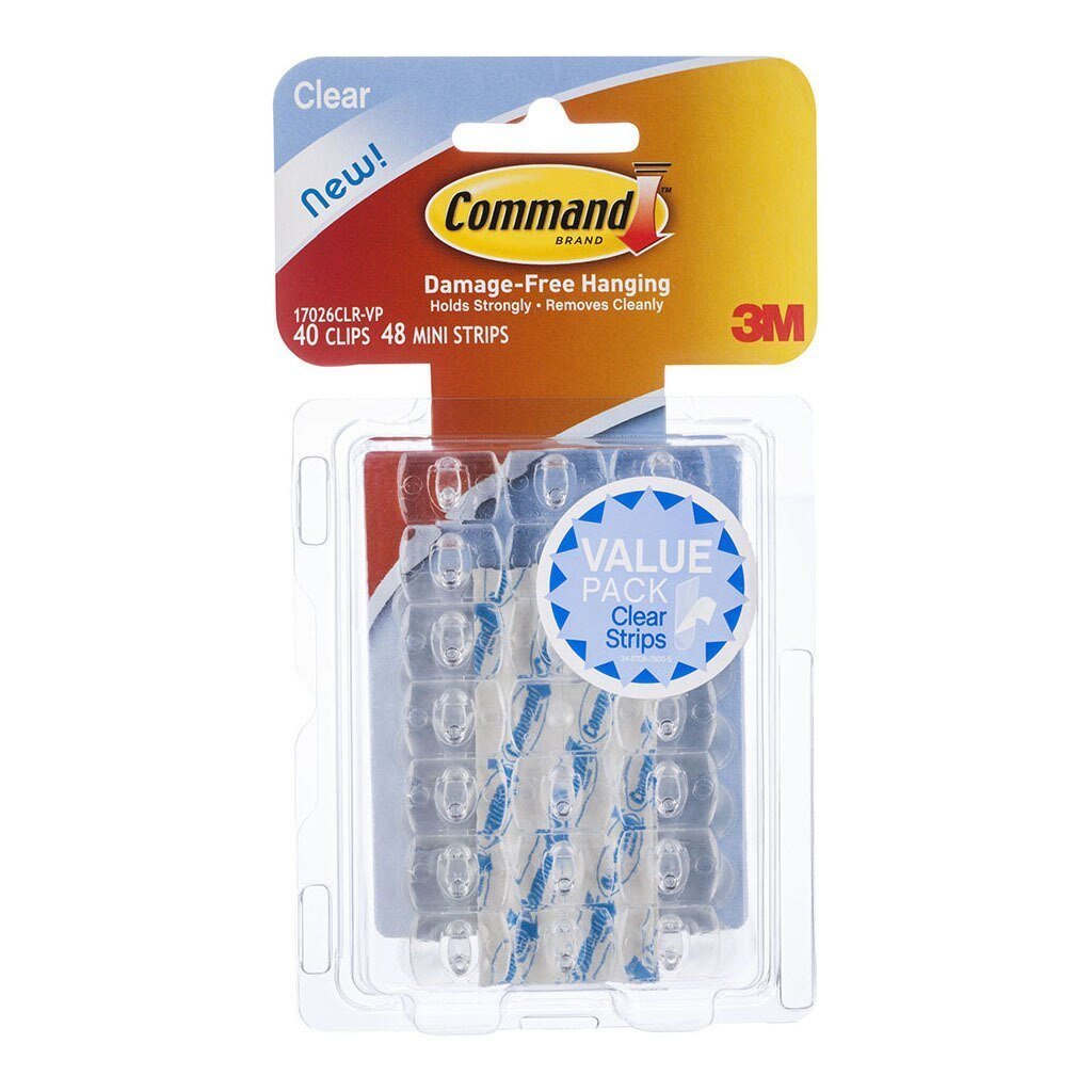 Command 3M Clear Decorating Clips x 40's Pack (17026CLR-VP) | Adhesives ...