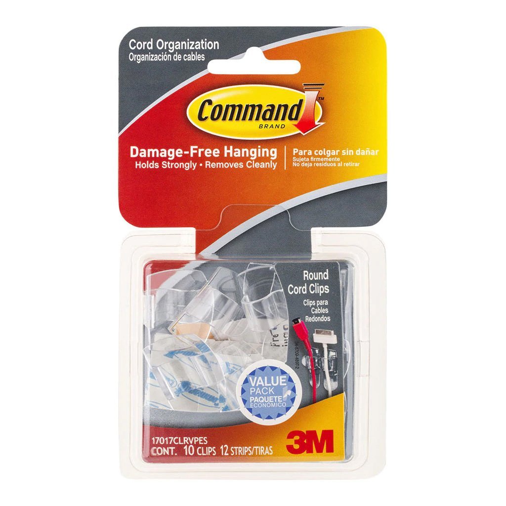 Command 3M Clear Round Cord Clips x 10's Pack (17017CLR-VP) | Adhesives ...