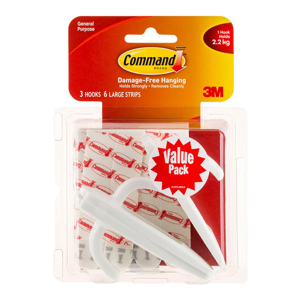 Command 3M Large Utility Hook x 3's Pack | Adhesives, Tapes ...