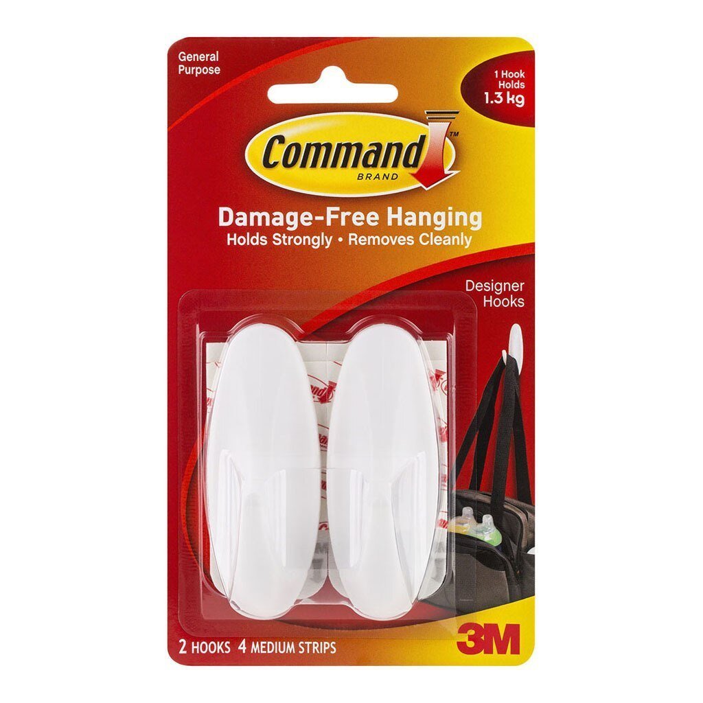 Command 3M Medium Designer Hook x 2's Pack | Adhesives, Tapes ...