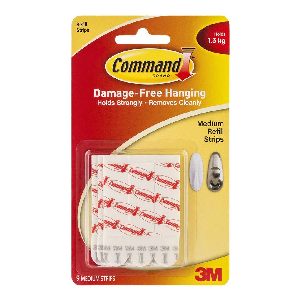 Command 3M Medium Refill Strips x 9's Pack (17021P) | Adhesives, Tapes ...