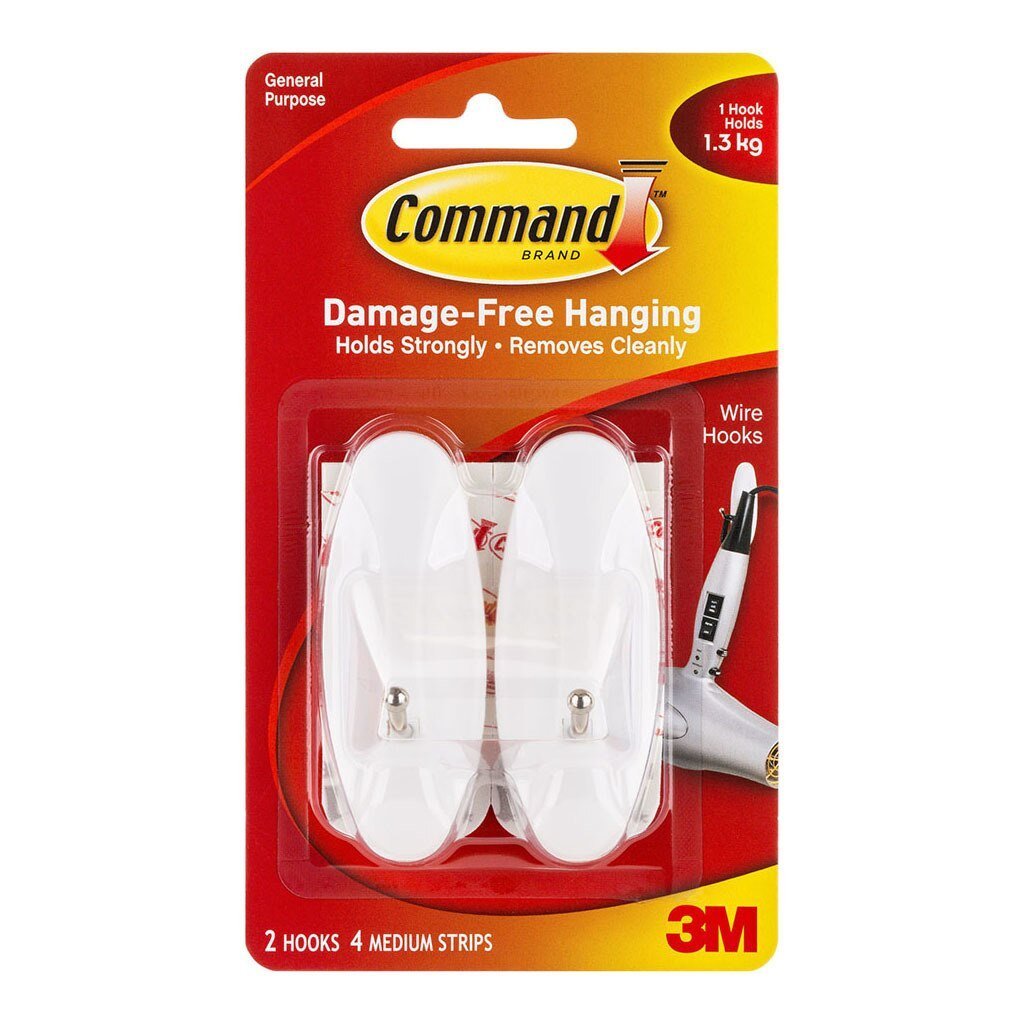 Command 3M Medium Wire Hooks x 2's Pack | Adhesives, Tapes & Dispensers ...