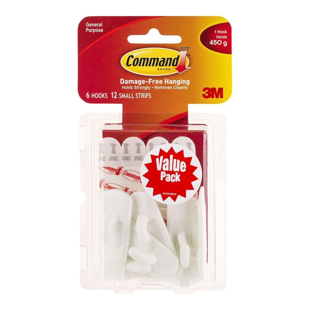 Command 3M Small Hook x 6's Pack | Adhesives, Tapes & Dispensers ...