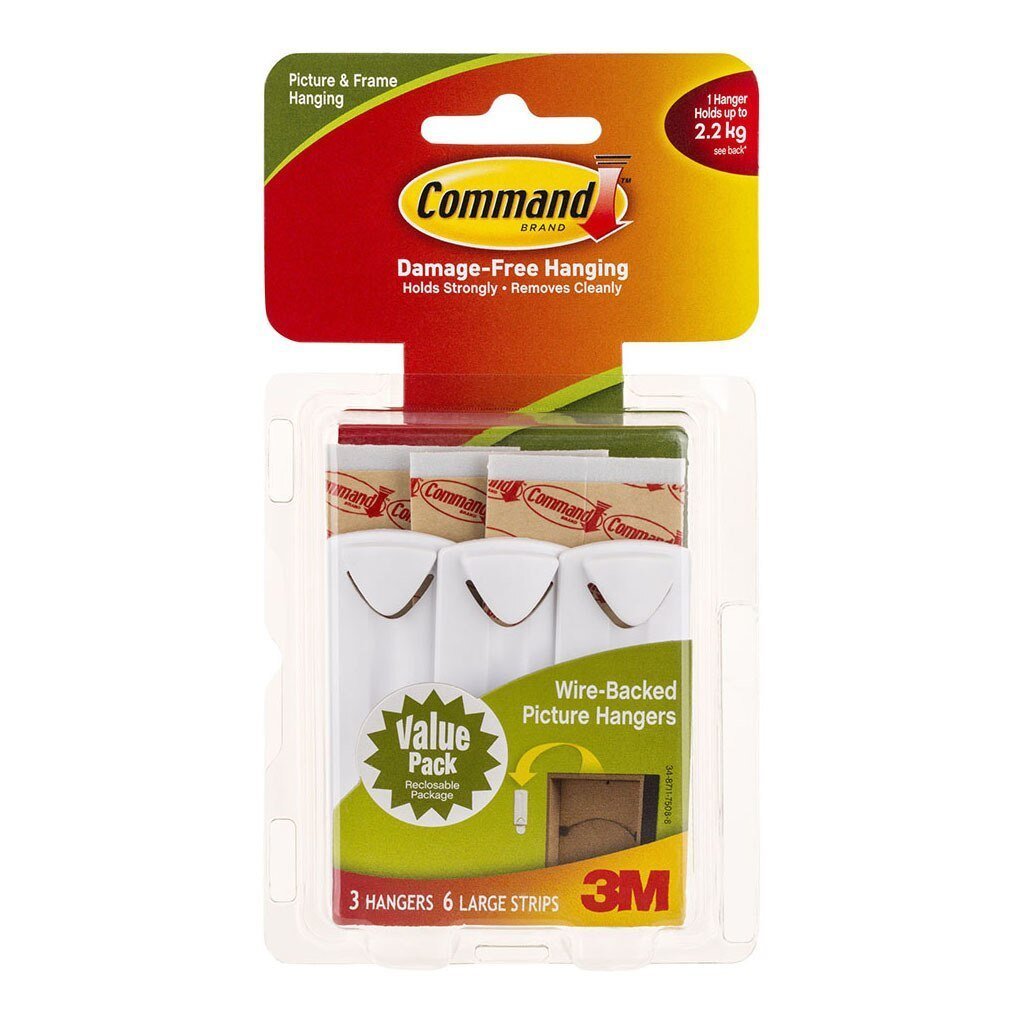 Command 3M Wire Backed Picture Hangers Large x 3's Pack | Adhesives ...