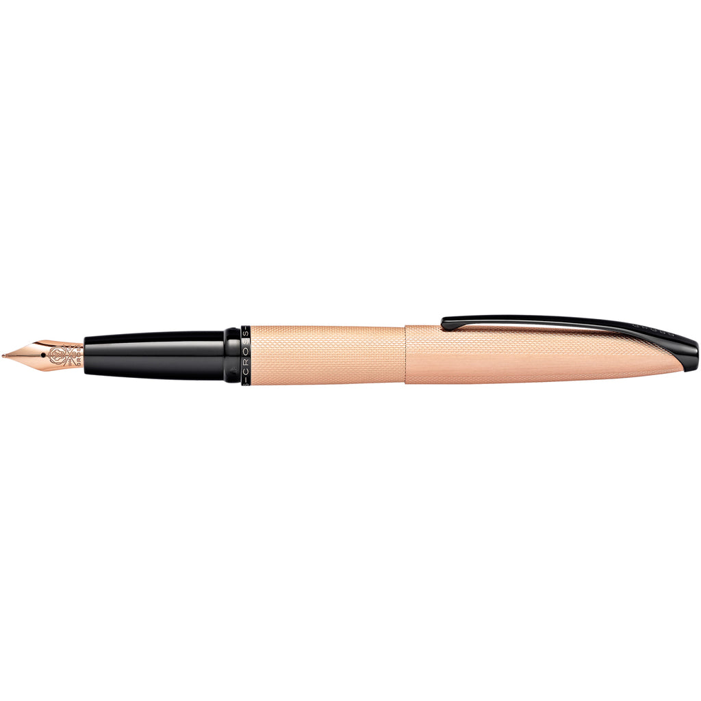 Cross ATX Etched Diamond Pattern Rose Gold Medium Nib Fountain Pen ...