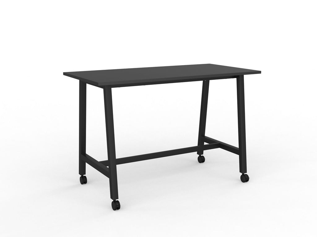 Knight's Cubit Bar Leaner Table with Castors, 1600mm x 800mm - Black F ...