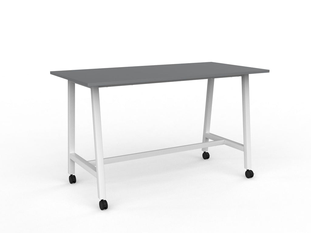 Knight's Cubit Bar Leaner Table with Castors, 1800mm x 900mm - White F ...