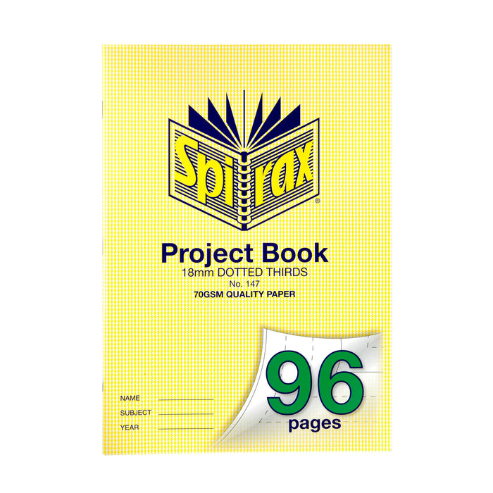 Spirax 147 A4 Project Book, 18mm Dotted Thirds, 96 Pages x 10's pack ...