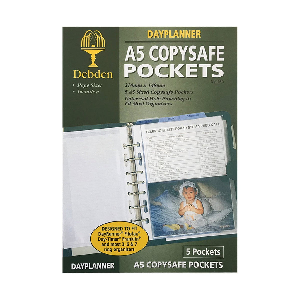 Debden Dayplanner Desk Copy Safe Pockets 5 Pack | Copysafe Pockets ...