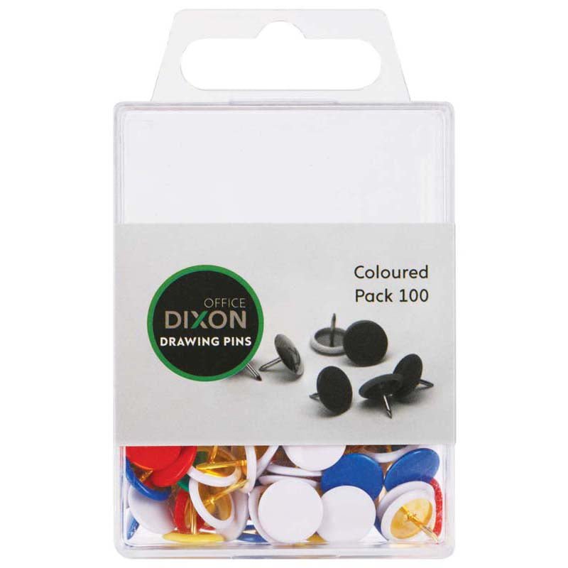 Dixon Assorted Colour Drawing Pins x 100 | Clips, Pins & Fasteners ...