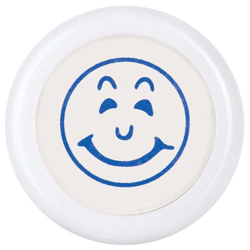 Dixon SMILEY FACE Self Inking Rubber Stamp, Blue | Desktop Essentials ...