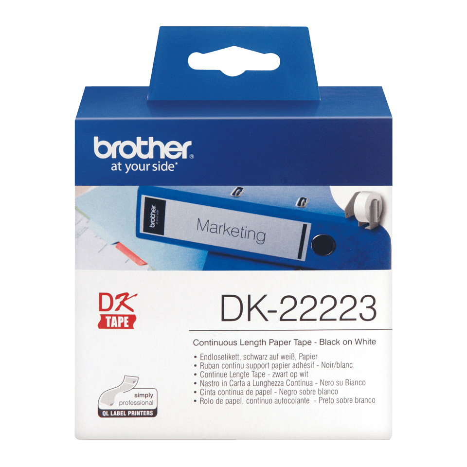 DK-22223 Continuous Paper Label Roll - Black on White - 50mm wide ...